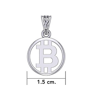 Jewelry Trends Crypto Sterling Silver Small Bitcoin Symbol Cryptocurrency Pendant