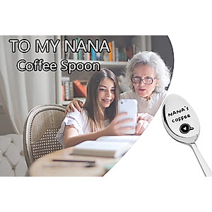 Nana Coffee Spoons Gift from Grandkids, Nana's Coffee Spoon for Grandma Grandmother Mothers Day Birthday Gifts Engraved Coffee Tea Spoons Coffee Lover Gift for Nana Nanny Grandmom Gigi Mimi