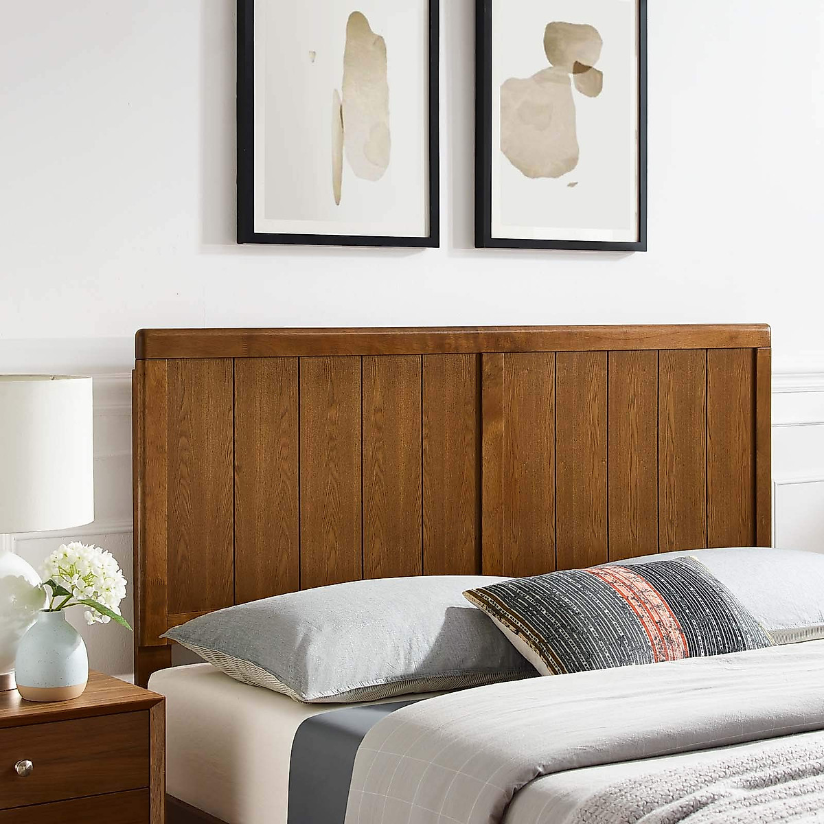 Modway MOD-6217-WAL Robbie Full Wood Headboard, Walnut