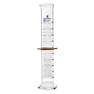 EISCO Graduated Cylinder, 2000mL - ASTM, Class A Tolerance ±6.00mL - Protective Collar, Hexagonal Base - Blue Graduations - Borosilicate 3.3 Glass