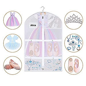 3 PCS Garment Bags, Garment Bags for Dance Costumes, 50 Inch Garment Bags for Hanging Clothes with 7 Zipper Pockets, Garment Bags For Travel Storage, Dance Garment Bags for Dancers, Clear Garment Bag