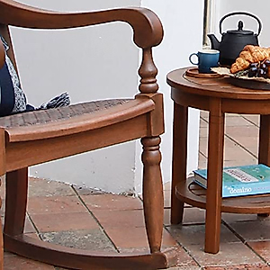 Cambridge Casual Solid Wood Lyon Oversized Rocking Chair, Natural Brown Wicker