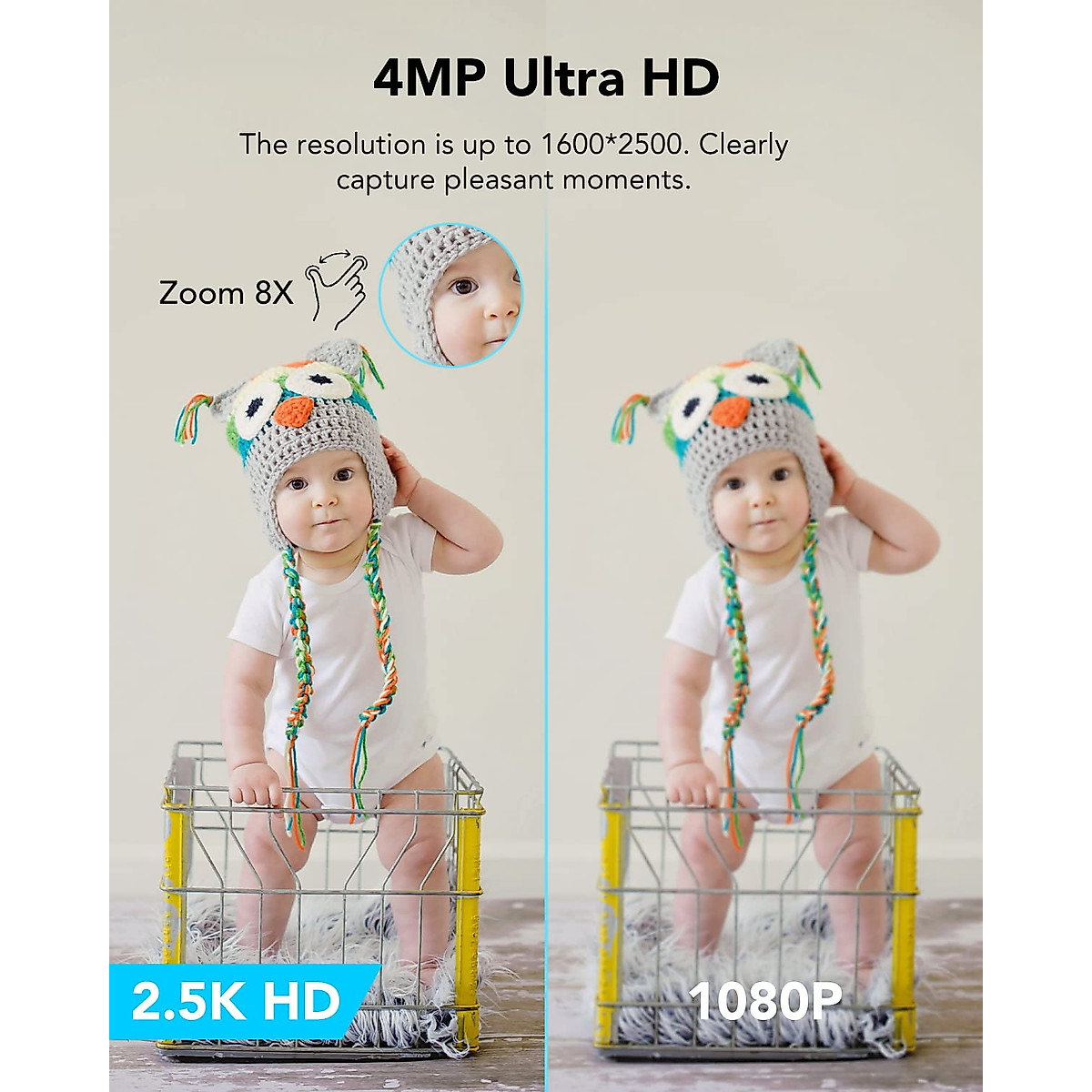 4MP Indoor Camera,2.4/5GHz WiFi Security Cameras,Wireless 5g Pet Camera with Phone App for Doggy,Cat,Puppy, Baby Monitor with Night Vision, Motion Tracking, Sound Alerts, Cloud/SD Storage,Alexa