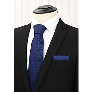 HISDERN Lot 3 PCS Classic Men's Tie Set Necktie & Pocket Square Elegant Neck Ties Collection,T3-10,One Size