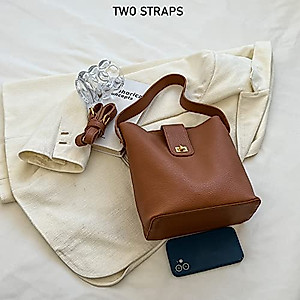 Hobo Bags for Women Vegan Leather Purses, Designer Shoulder Bag Fashion Large Crossbody Bucket Tote Purse Ladies Handbags(BROWN)