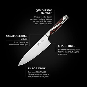 Hammer Stahl 6-Inch High Carbon Chef Knife | Versatile Cooking Knife for Chopping, Slicing & Precision Cutting | German Forged Sharp Kitchen Knife | Ergonomic Quad-Tang Pakkawood Handle & Gift Box