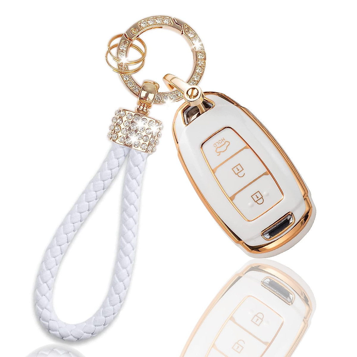 for Hyundai Key Fob Cover,Compatible with Hyundai Kona Santa Fe Elantra GT Veloster Accent Venue Soft TPU Protection Key Fob Case