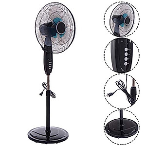 GOFLAME 16" Dual Blade Pedestal Fan, Oscillating Stand Fan Height Adjustable with Remote Control, 3 Speed Settings, Timer, LCD Display, Ideal for Bedroom, Living Room, Office