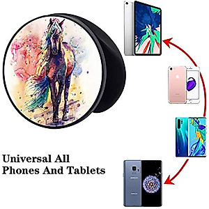 4 Pack Foldable Expanding Cell Phone Finger Stand Holder Compatible with All Smartphones and Tablets Watercolor Yellow Brown Field Horse