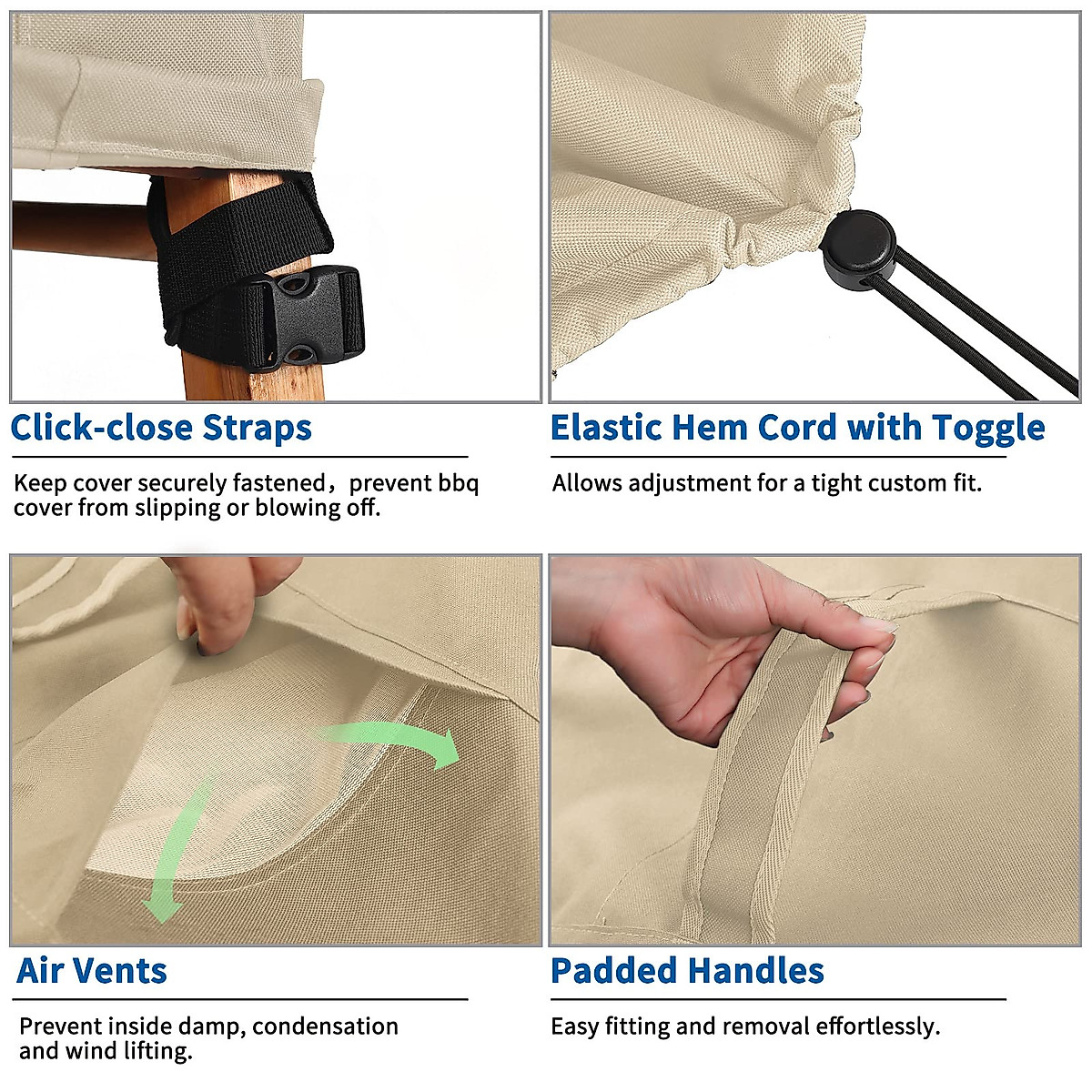 Miushion 2 Pack Patio Chair Covers, 40" W x 40" D x 36" H Heavy Duty 600D Outdoor Deep Seat Lounge Club Chair Cover, Waterproof UV Resistant Outdoor Patio Chair Furniture Cover, Beige