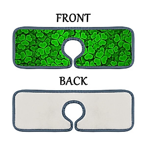 Kitchen Faucet Mats 2 Pieces Happy St Patrick's Lucky Shamrock Faucet Sink Splash Guard Bathroom Counter and RV,Absorbent Faucet Counter Sink Water Stains Preventer