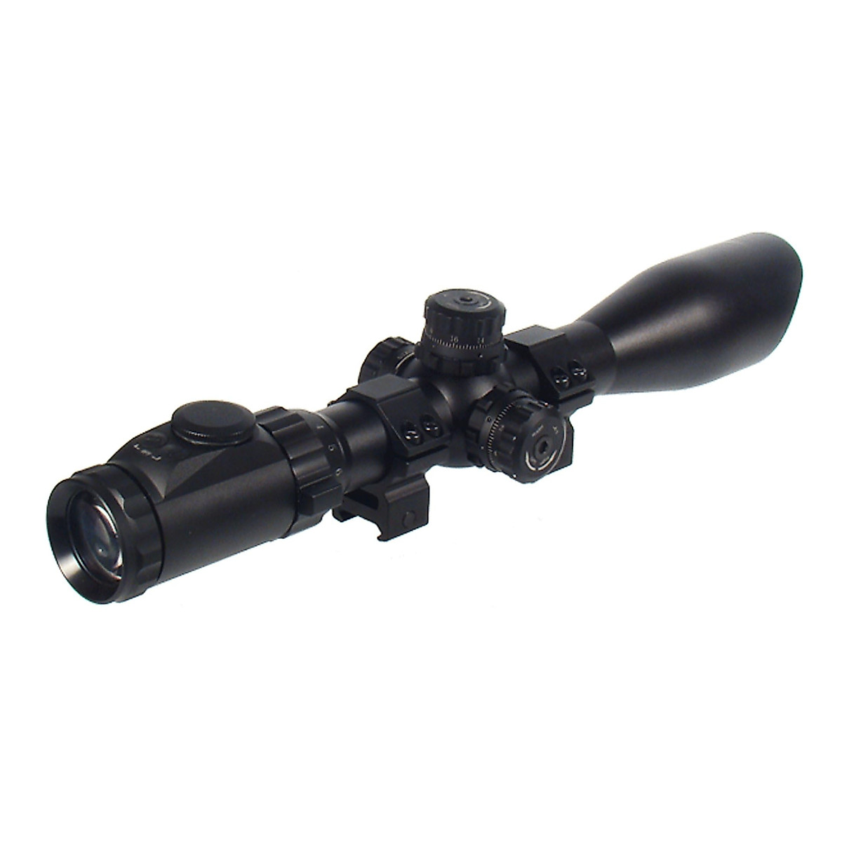 UTG 3-12x44 AO SWAT Accushot Rifle Scope, EZ-TAP, Illuminated Mil-Dot Reticle, 1/4 MOA, 30mm Tube, See-Thru Weaver Rings