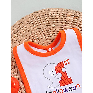 Menglang Baby Bibs My First Halloween Baby Boys Girl Bibs for Halloween Drooling and Teething (Pumpkin Orange)