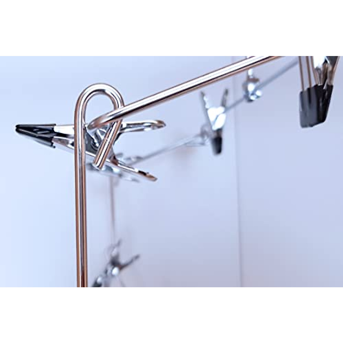 Neusu Space Saving 6 Tier Metal Skirt Hangers - Pack of 3 - Premium Quality Skirt & Pants Hangers with Rubber Coated Adjustable Clips for Women & Men - Hang Skirts, Slacks, Trousers, Jeans