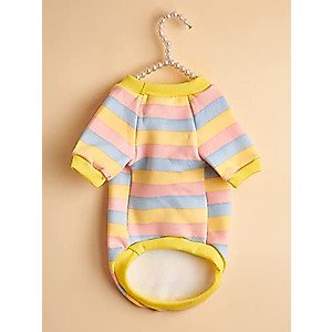 QWINEE Striped Dog Shirt,Puppy Sweatshirt,Kitten Clothes,Puppy T-Shirt,Cat Tee,Dog Apparel,Pet Clothes for Small Medium Dog Cat Multi-Colored X-Large