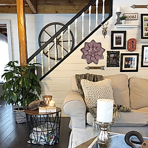 EASICUTI Brown Metal Flower Wall Art Decor Hanging For Indoor Outdoor Home Bathroom Kitchen Dining Room Bedroom Living Room Office Or Wall Sculptures 12 Inch