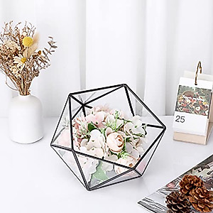 ELLDOO Black Glass Coffee Pods Holder, 15 Sided Geometric Box Coffee Pod Organizer for K Cup Espresso, Tea Bags Sugar Packets Coffee Capsule Storage Holder for Kitchen Coffee Bar Office Desktop Counter