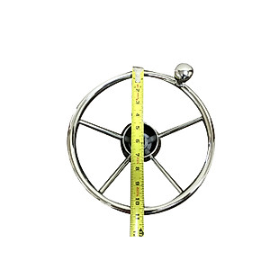 Pactrade Marine Destroyer 11" S.S Steering Wheel Control Knob Black Cap 5 Spoke