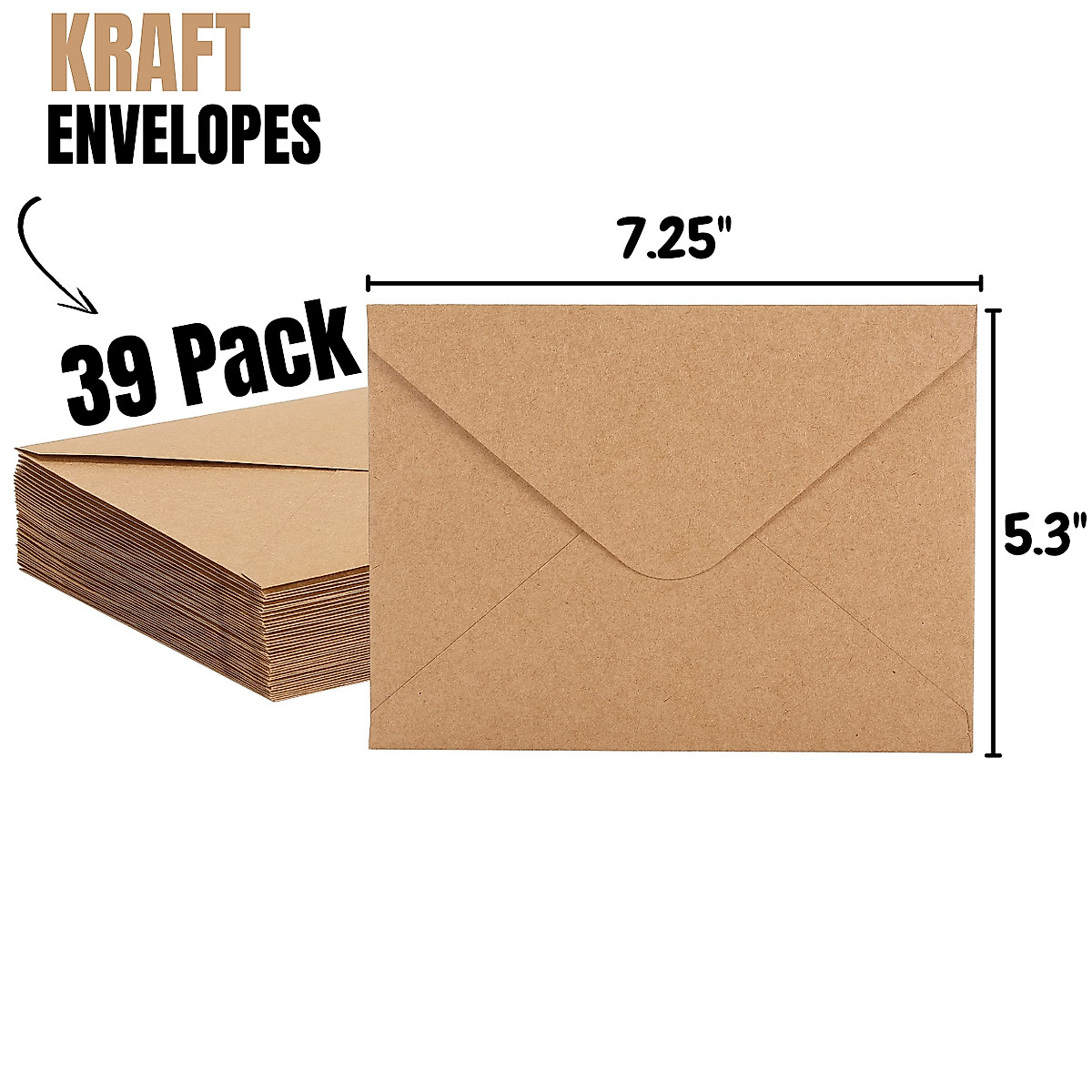 Mr. Pen- Kraft Envelopes, 39 Pack, 5 x 7 Inch, A7 Envelopes, Brown Envelopes, Card Envelopes, Kraft Paper Envelopes, Invitation Envelopes, Postcard Envelopes