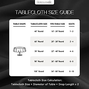 Romanstile Round Tablecloth - Waterproof Stain Resistant Washable Polyester Table Cloths Decorative Table Cover for Kitchen/Dining/Wedding/Parties (Black, 60 Inch)