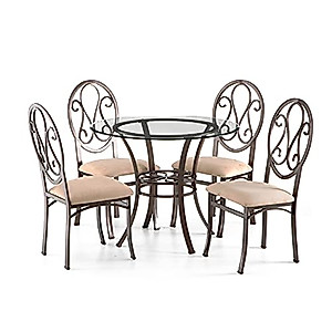 SEI Furniture Lucianna Dining Chairs - Set of 4 - Dark Brown Frame w/ Beige Suede Seat