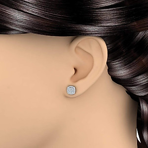 1/2 Carat Cushion Shaped Diamond Stud Earrings in 10K White Gold