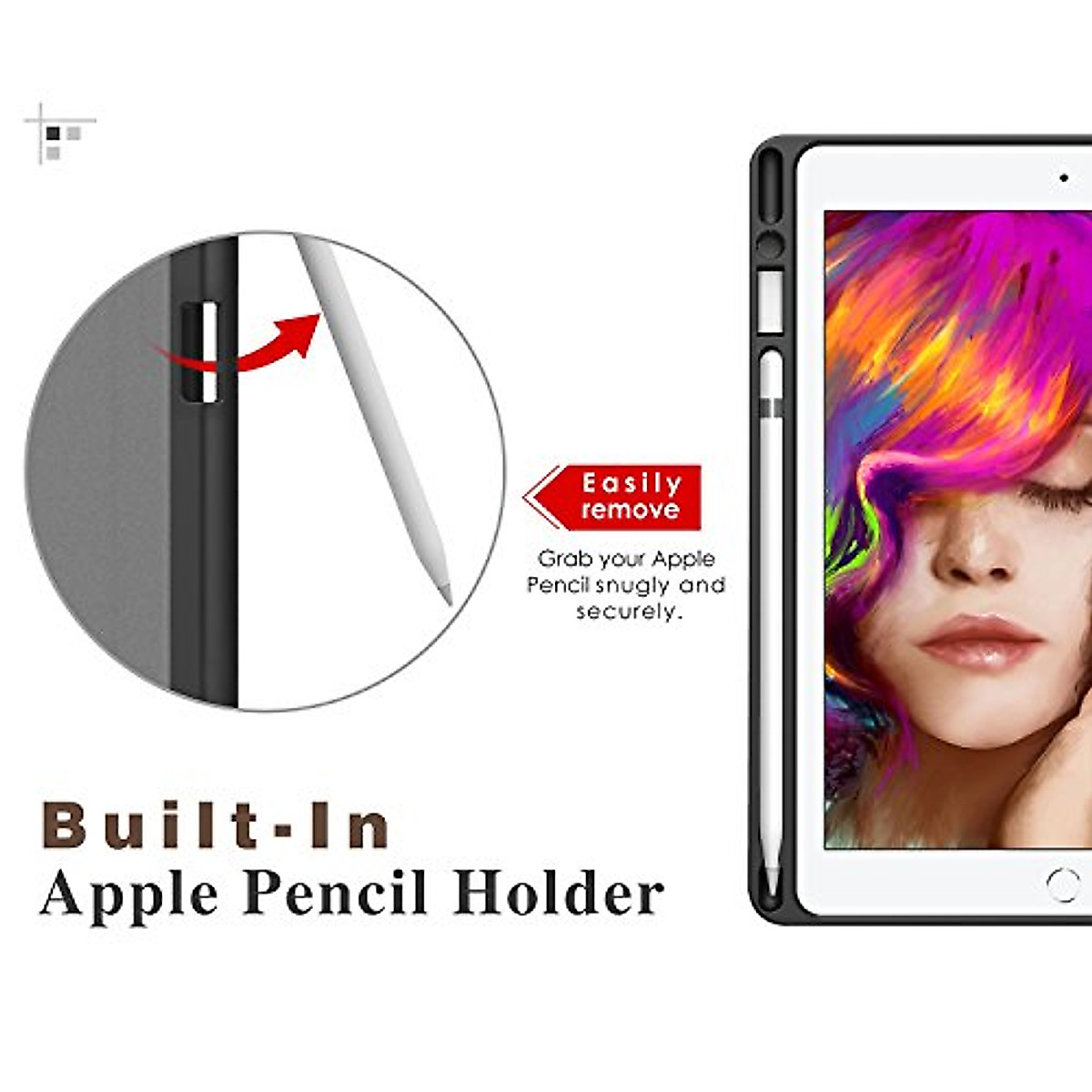 MoKo Case Fit iPad Pro 9.7 with Apple Pencil Holder - Slim Lightweight Smart Shell Stand Cover Case with Auto Wake/Sleep Fit Apple iPad Pro 9.7 Inch 2016 Tablet, Black