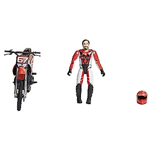 MXS Motocross Bike Toys Moto Extreme Sports, Bike & Rider with SFX Sounds by Jakks Pacific Action Figure Playsets - #67 Red & White Rider, for Kids Ages 5+
