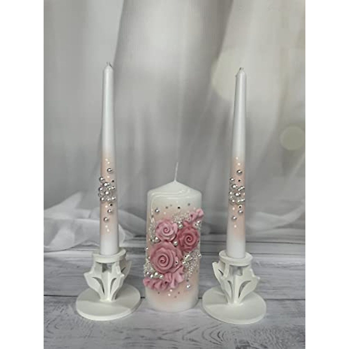 Magik Life Unity Candle Set for Wedding - Wedding Accessories for Reception and Ceremony - Candle Sets - 6 Inch Pillar and 2 10 Inch Tapers - Decorative Pillars Pudra