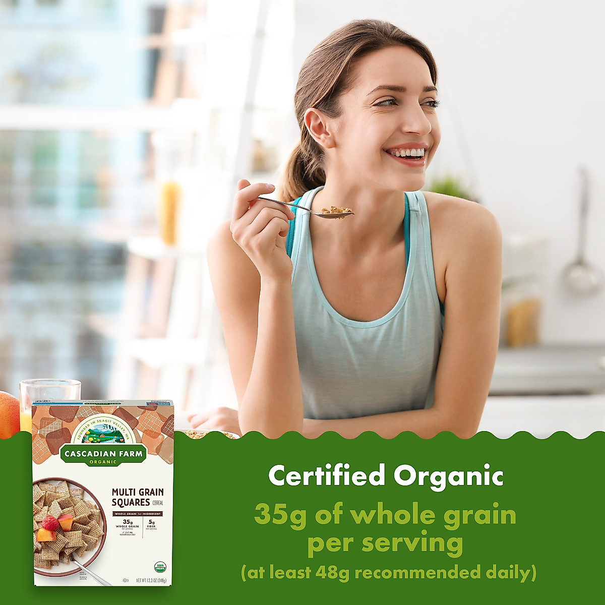 Cascadian Farm Organic Multi Grain Squares Cereal, 12.3 oz.