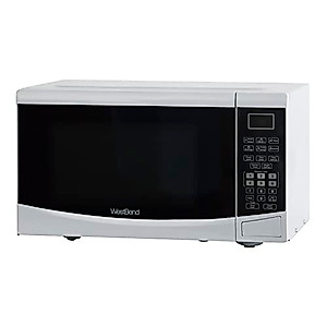 West Bend WBMW92W Microwave Oven 900-Watts Compact with 6 Pre Cooking Settings, Speed Defrost, Electronic Control Panel and Glass Turntable, White
