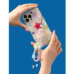 Fechdoo Bracelet Accessories Cute Cell Phone Charm, Phone Lanyard Clay Beaded Charm Chain, Phone Chain Accessories Cute Star Colorful