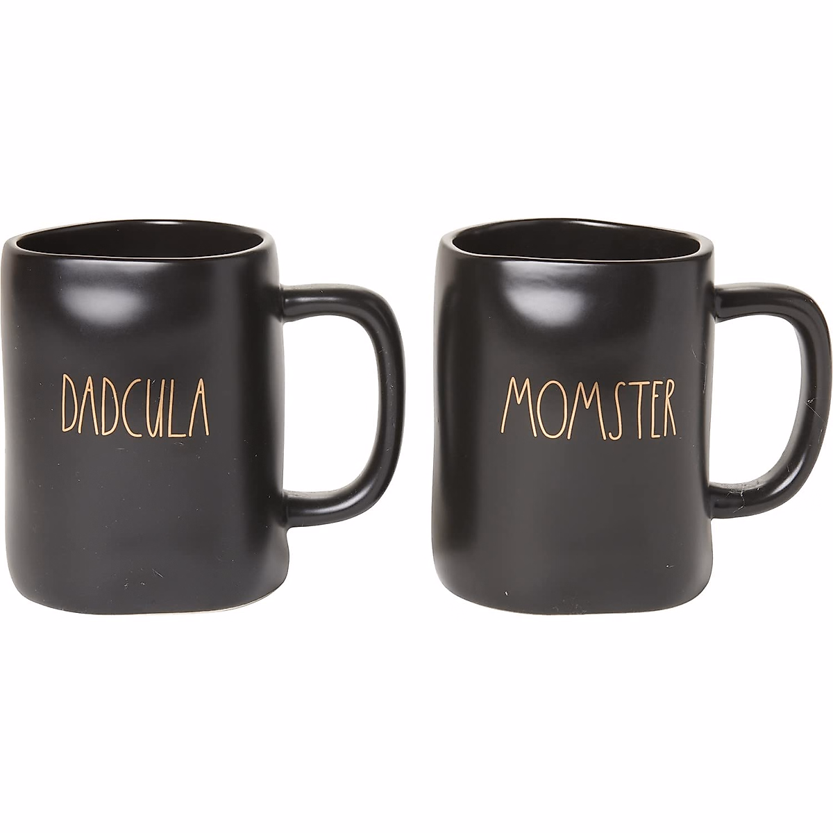 Rae Dunn Halloween Mug Set - 2-Pack (19.5 oz each) (Dadcula/Momster/Black)