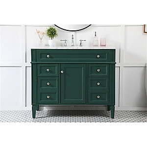 Elegant Decor Park Avenue 42" Metal MDF Marble Single Bathroom Vanity in Green