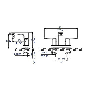 ALFI brand AB1020-BN Brushed Nickel Two-Handle 4'' Centerset Bathroom Faucet, 4.1" L x 9.9" W x 4.7" H