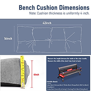 ROFIELTY Bench Cushion 42 inch, Non Slip Thicker Patio Furniture Cushions, Durable Outdoor/Indoor Bench Seat Pads (42x16x4 inch, [ Indoor ] Silver Gray)