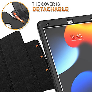 Timecity Case for iPad 9th Generation 10.2 inch 2021, Case for iPad 8th/ 7th Gen 2020/2019, Durable Protection Case with Pencil Holder Folding Stand Smart Cover Auto Sleep/Wake - Black