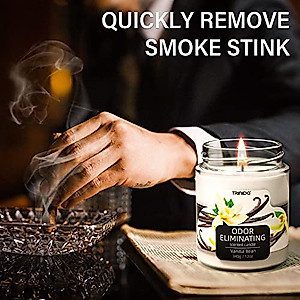 TRINIDa Vanilla Bean Odor Eliminating Candles for Home Scented, Eliminates 99% of Pet, Smoke, Food and Other Smell Quickly, Highly Fragranced Scented Candle, Premium Soy Candle Gift Set for Women