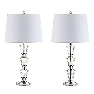 JONATHAN Y JYL2044A-SET2 Set of 2 Table Lamps Layla 27" Crystal LED Table Lamp Glam Contemporary Bedside Desk Nightstand Lamp for Bedroom Living Room Office College Bookcase, Clear