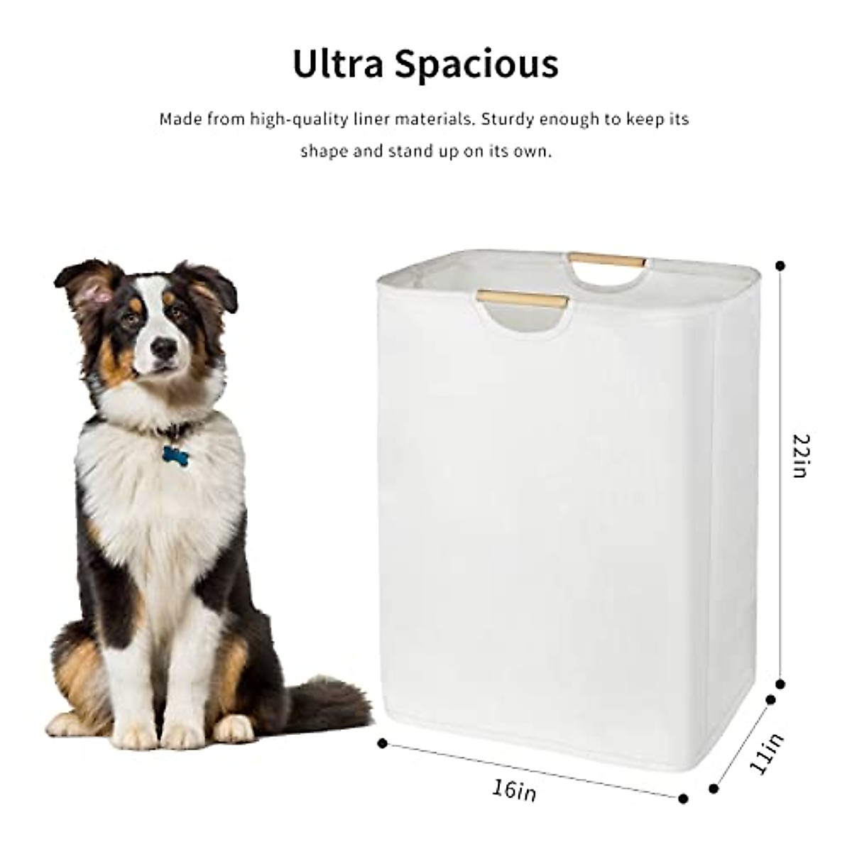 NONAKO 56L Large Laundry Baskets - Collapsible Clothes Hamper with Waterproof Lining, Durable Linen Laundry Bin for Bedroom, Laundry Room, Closet, Bathroom, Laundry Bag Stands Up Well