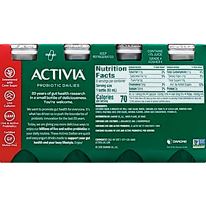 Activia Probiotic Dailies Strawberry Lowfat Yogurt Drinks, Delicious Daily Probiotic Yogurt Smoothie Drinks to Help Support Gut Health, 8 Ct, 3.1 FL OZ