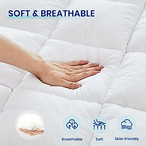 Belffin 3 Inch Dual Layer Memory Foam Mattress Topper King Size, 2 Inch Gel Memory Foam and 1 Inch Down Alternative Pillow Top Mattress Pad Cover with 8-21 Inch Deep Pocket, White