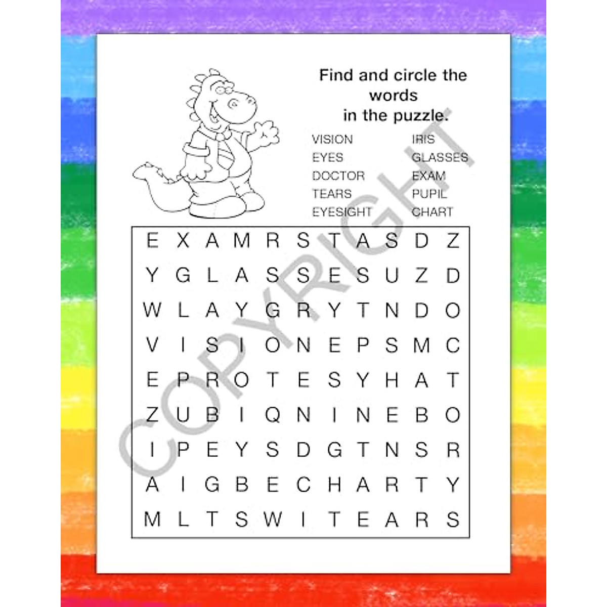 ZoCo - Learn About Eye Care - Coloring Books (50 Bulk Pack, Without Crayons) - Optometrist, Eye Doctor Gifts - Games, Puzzles, Activities for Kids