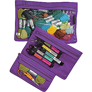Yazzii Craft Notions Pouch Set (3PC) - Portable & Multipurpose - Sewing Supplies Organizer for Thread Spools, Needles, Beads, Embroidery Floss, Fabric Pieces & More!