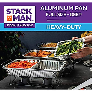 Full Size Large Aluminum Pans, Disposable Foil 21x13 Deep [20-Pack] Steam Table Chafing Pan - Extra Heavy Duty Durable Tray - Great for Roasting, Cooking, Warming, Prepping and Storing Food