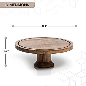 Acacia Wood Cake Stand with Dome Glass for Cakes, Pastries, Cheese, Cupcakes - 11.4" Elegant Cake Stand with Lid - Cake Plate with Glass Cake Dome for Cake Display - Cake Stand Cover by Smedley & York