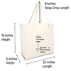 DALIX Monogram Bag Personalized Totes For Women Open Top Natural Letter M