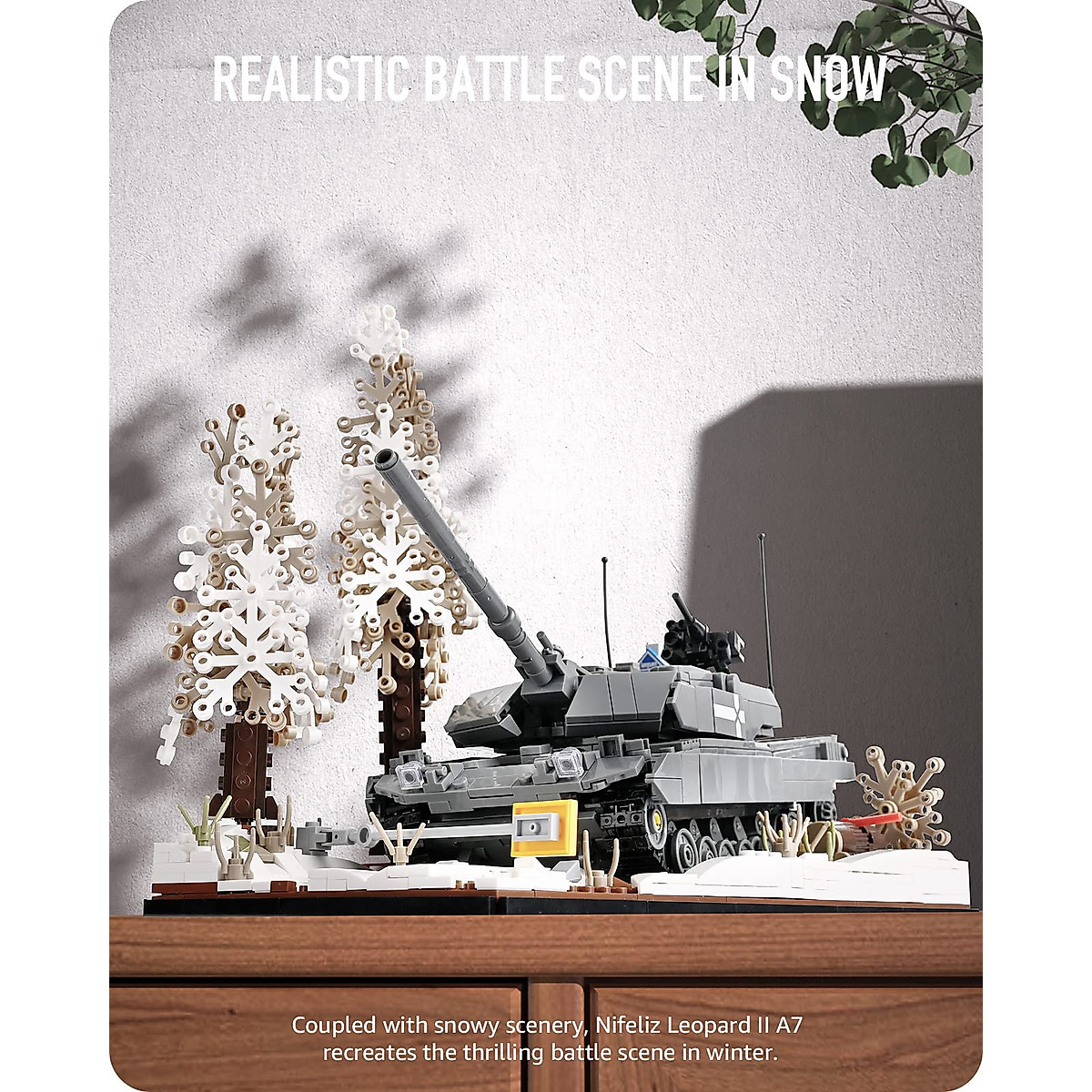 Nifeliz Leopard II A7, Technical Tank Building Set, WW2 Military Model Toy for Adults (1,324 Pieces)