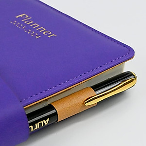 RHONZHAO 2023-2024 Weekly and Monthly Planner with Alphabetical Tabs and Lock. 5.8" x 8.2", 16 Months, Flexible Cover, Wirebound, Hardback edition (2023-2024, Purple)