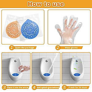 Urinal Screens Deodorizer 50 Pack, Urinal Screen Anti-splash Anti-clogging, for Public Restrooms, Bathrooms, Restaurants, Offices, Schools, 25 Pack Blue & 25 Pack Orange